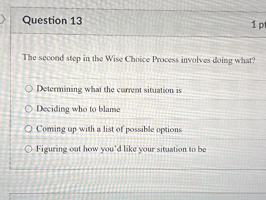 The second step in the Wise Choice Process | StudyX