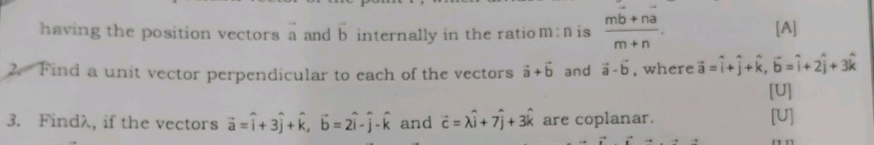 2. Find a unit vector perpendicular to each | StudyX