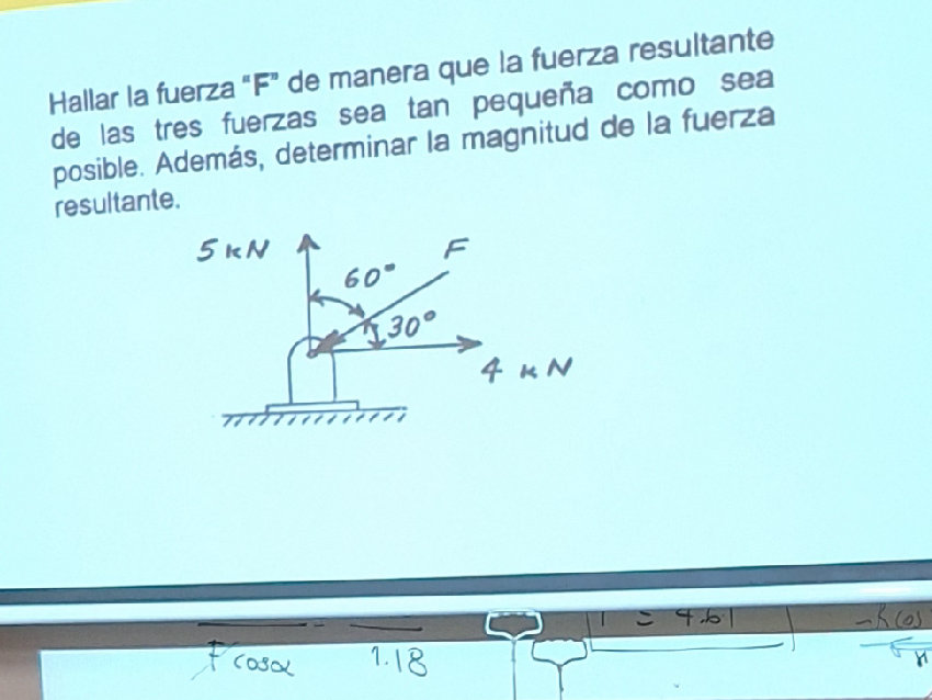 Hallar la fuerza "F" de manera que la fuerza | StudyX