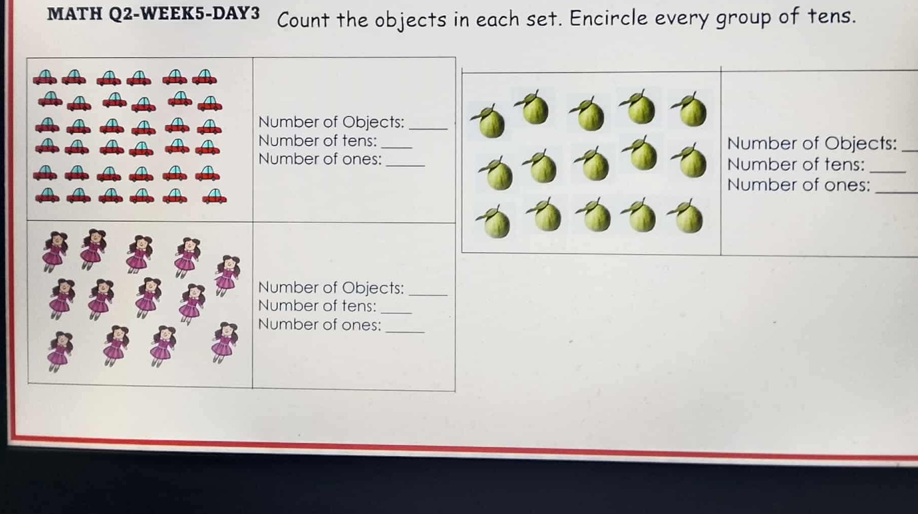 Count the objects in each set. Encircle | StudyX
