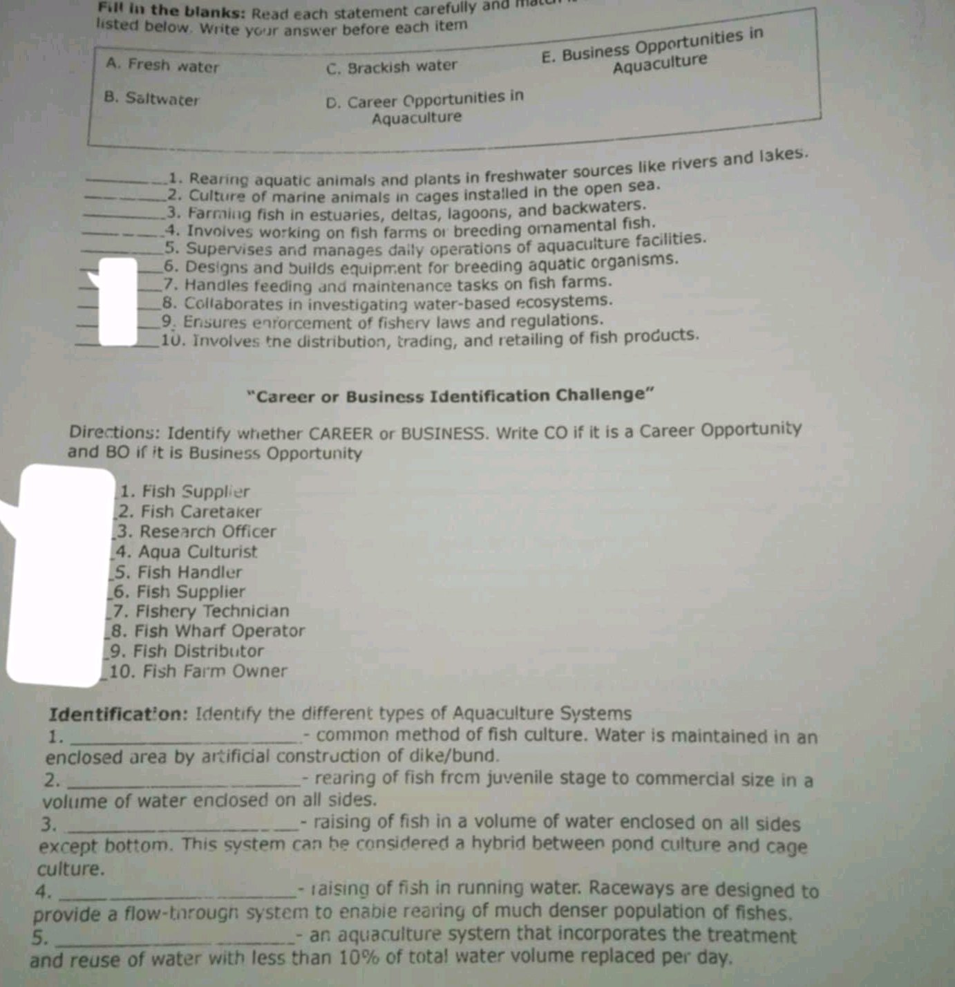 Fill in the blanks: Read each statement | StudyX