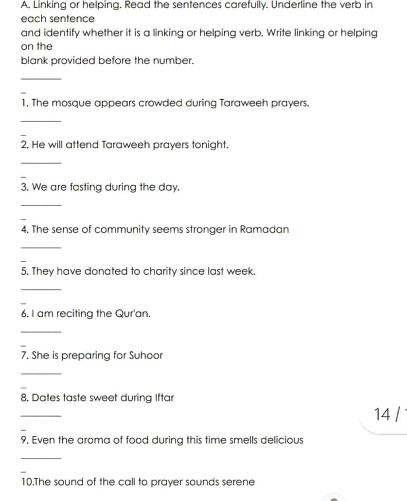 A. Linking or helping. Read the sentences | StudyX