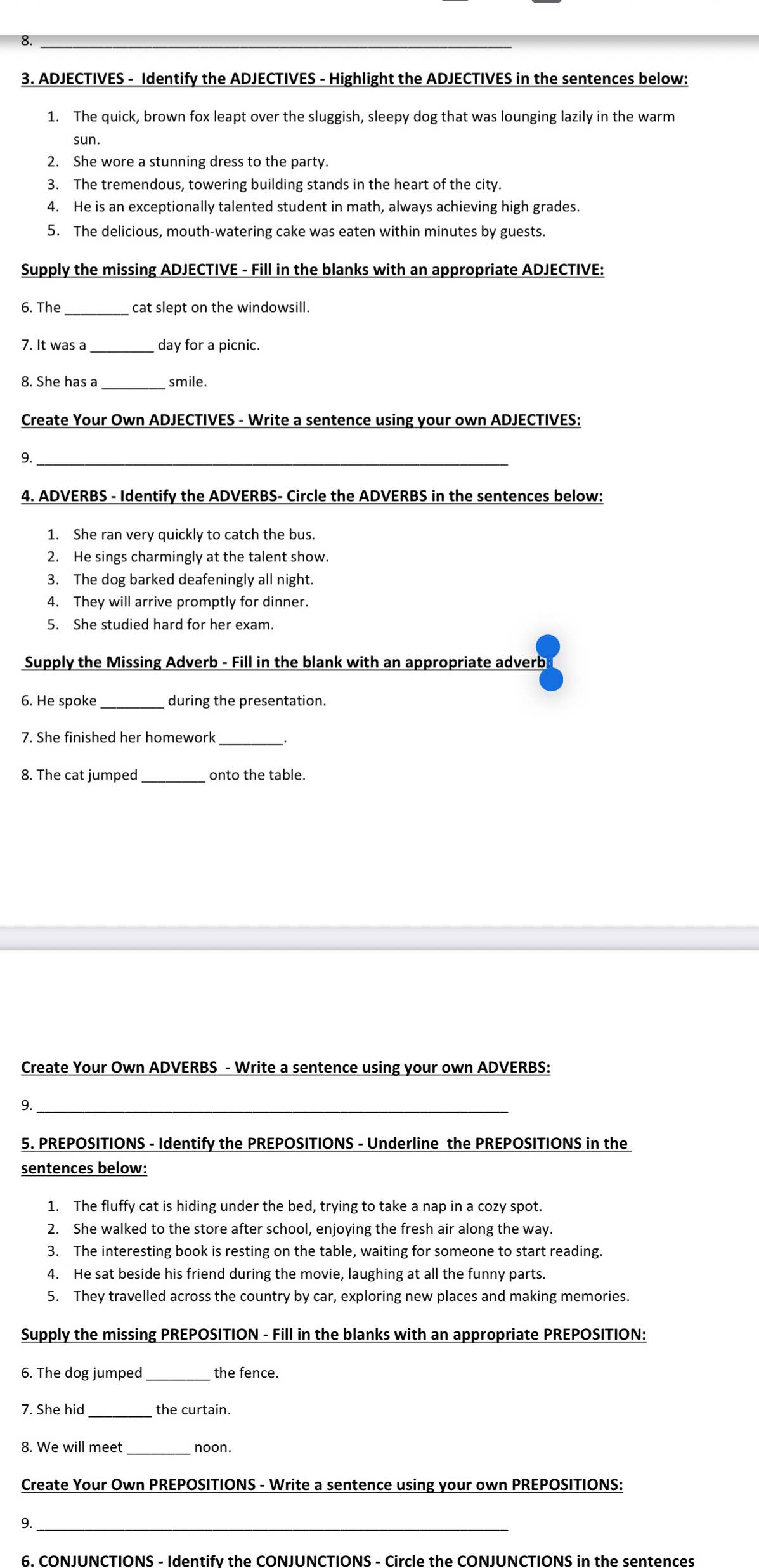 3. ADJECTIVES - Identify the ADJECTIVES - | StudyX