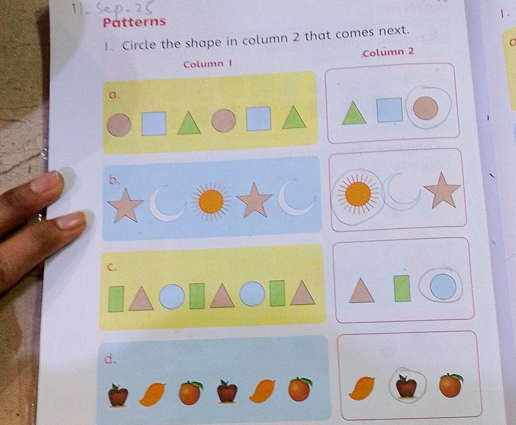 1. Circle the shape in column 2 that comes | StudyX
