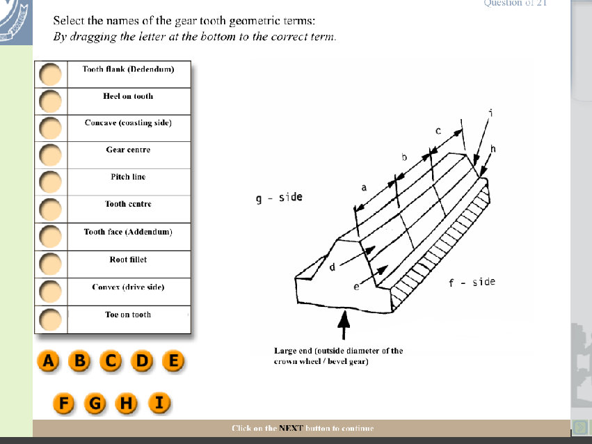 Select the names of the gear tooth geometric | StudyX