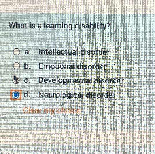 What is a learning disability? a. | StudyX