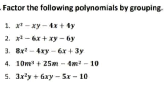 Factor the following polynomials by | StudyX