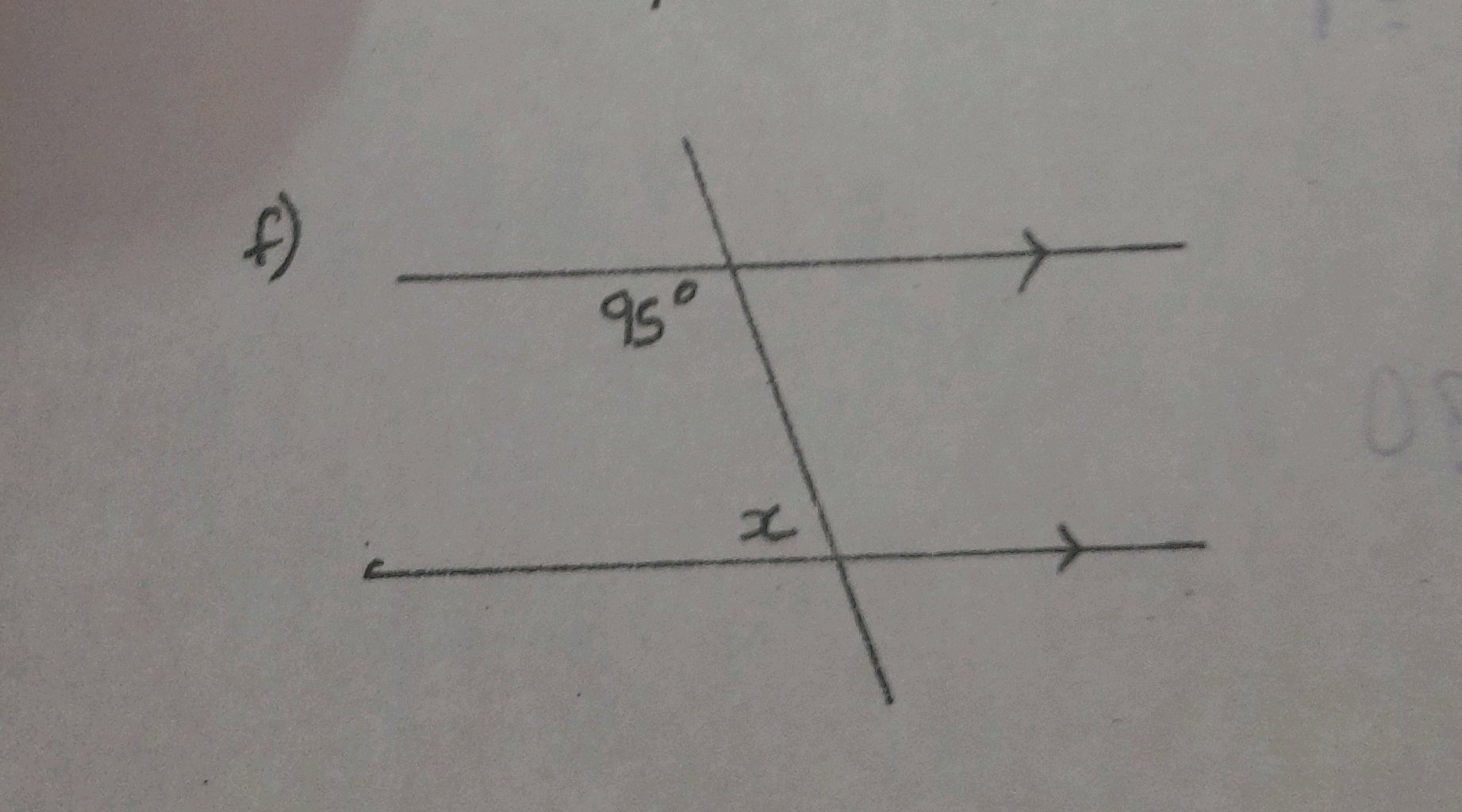f) [Diagram of two parallel lines | StudyX