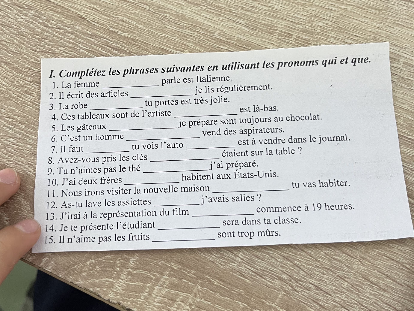 Complétez les phrases suivantes en utilisant | StudyX