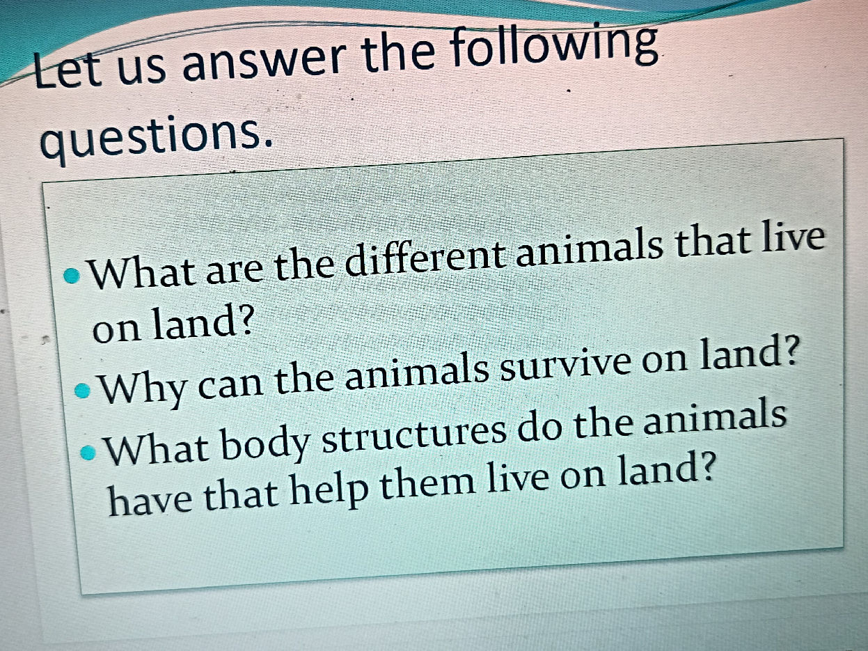 What are the different animals that live on | StudyX