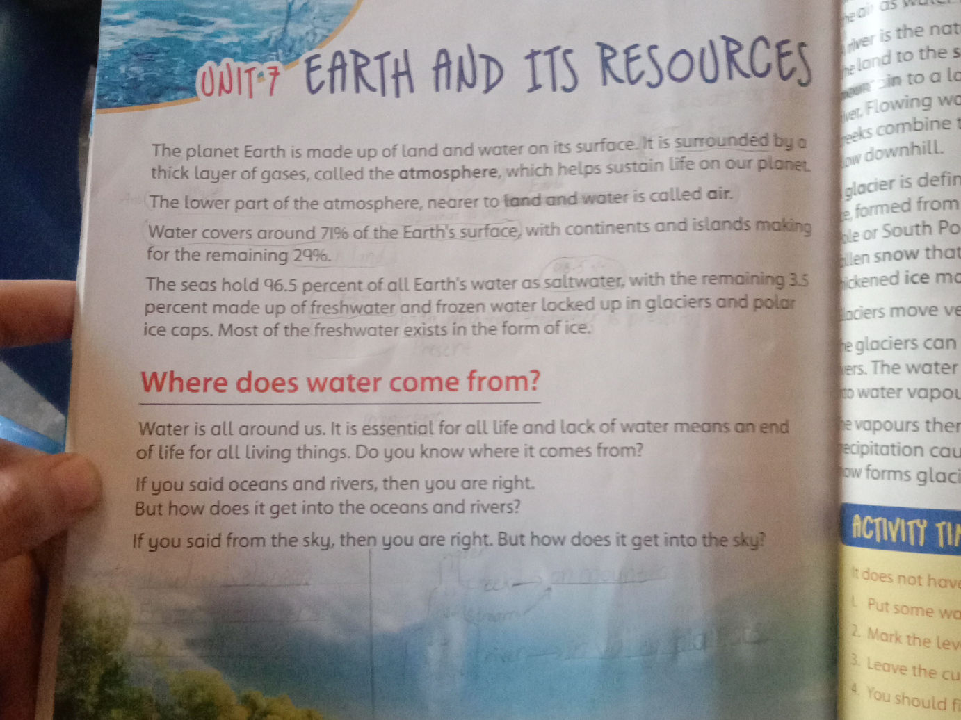The planet Earth is made up of land and | StudyX