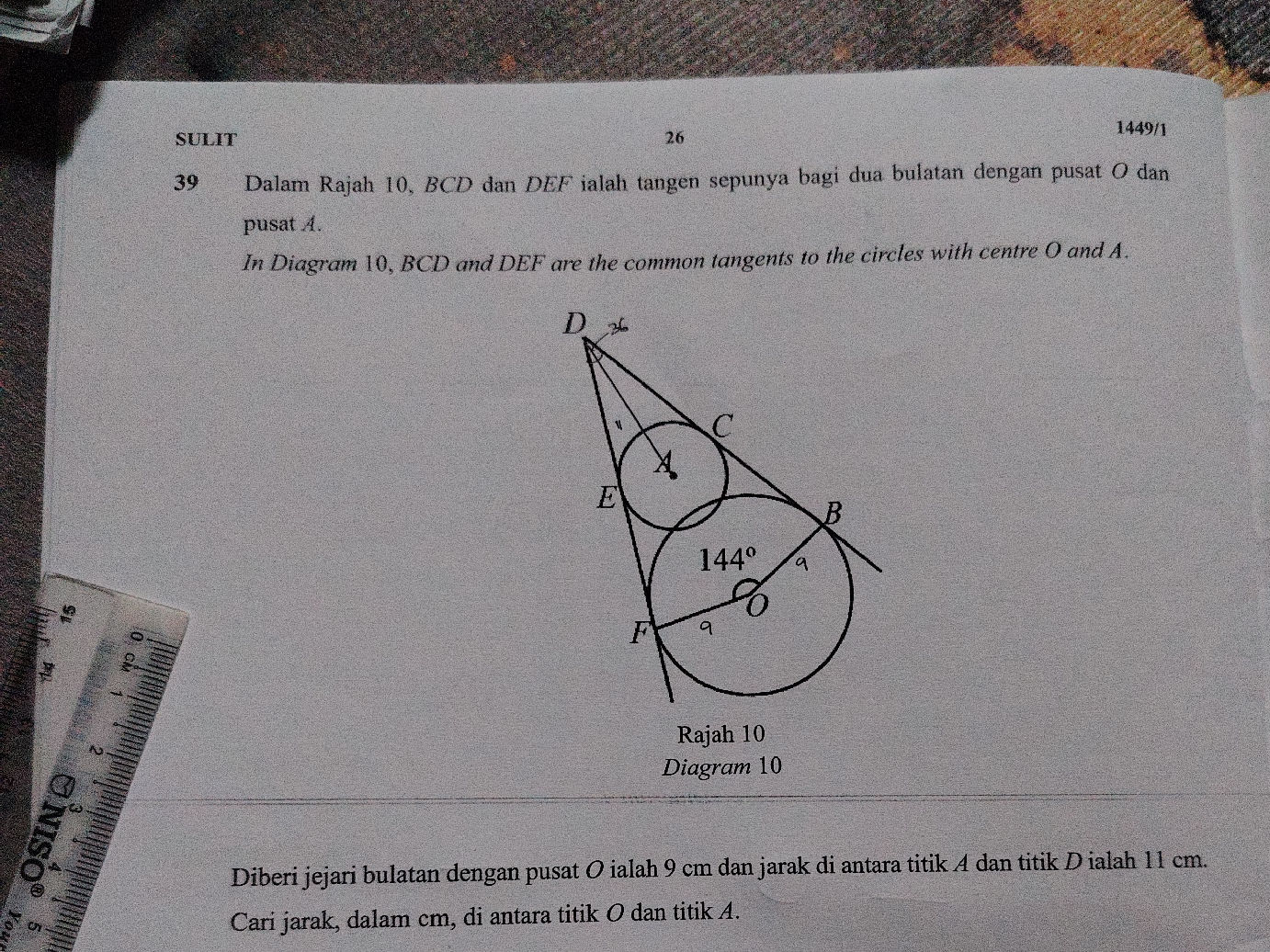 Dalam Rajah 10, BCD dan DEF ialah tangen | StudyX