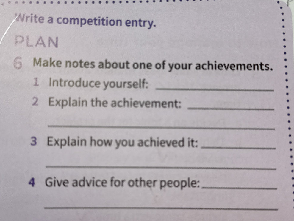 Make notes about one of your achievements. | StudyX