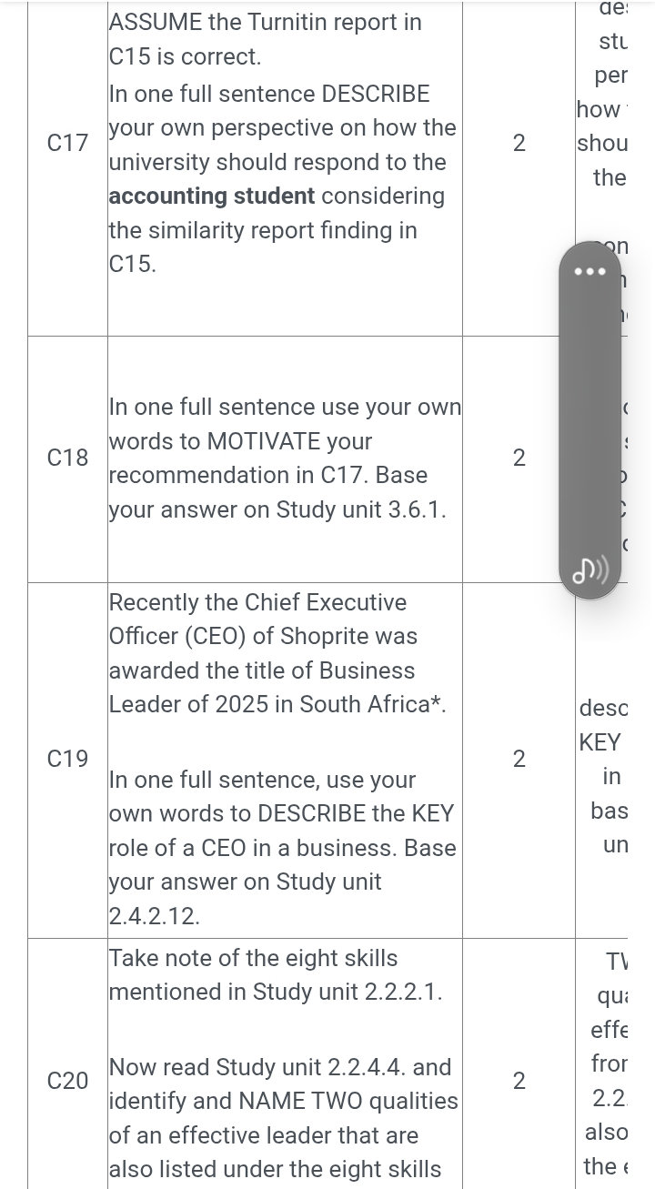 C17 ASSUME the Turnitin report in C15 is | StudyX