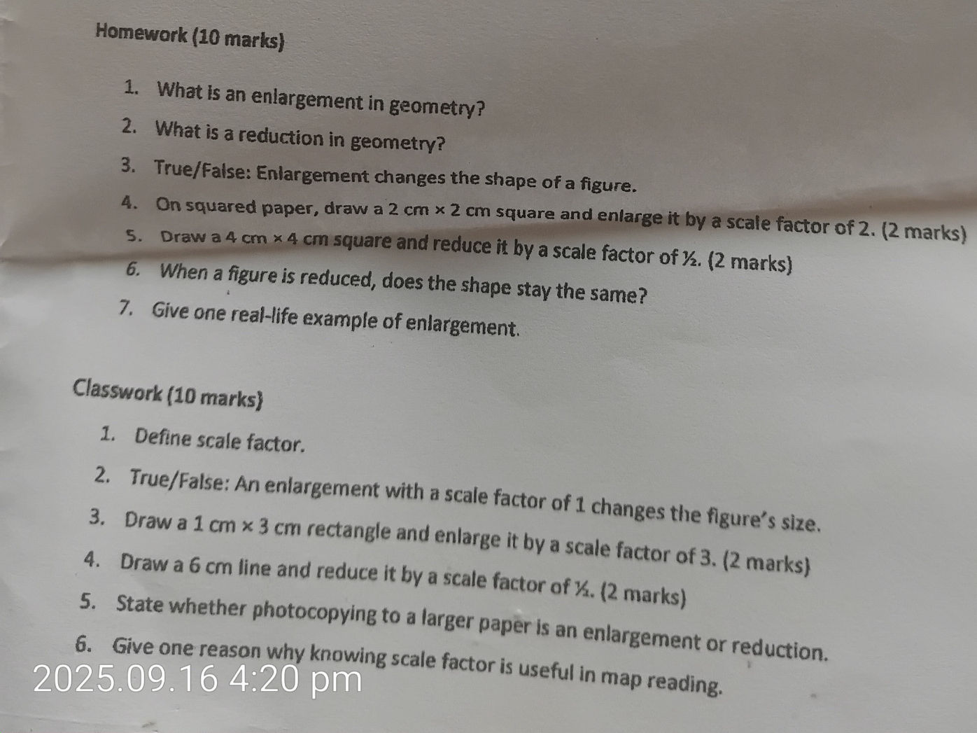 1. Define scale factor. 2. True/False: An | StudyX