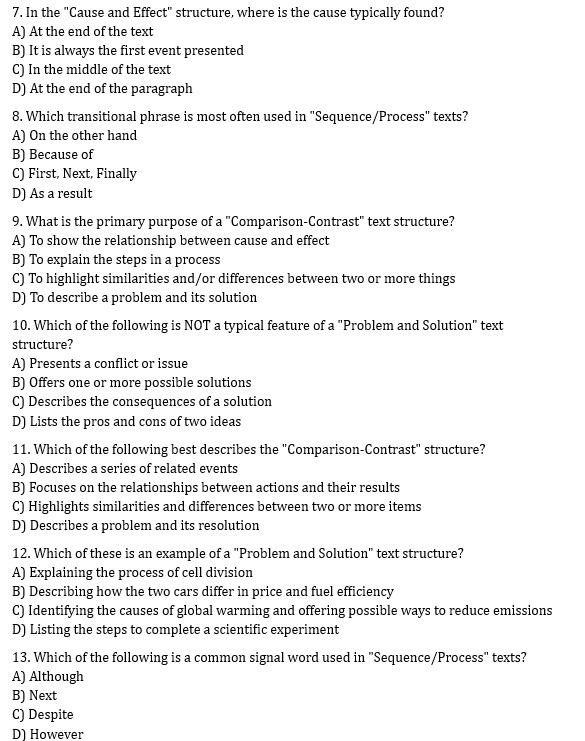 7. In the "Cause and Effect" structure, | StudyX