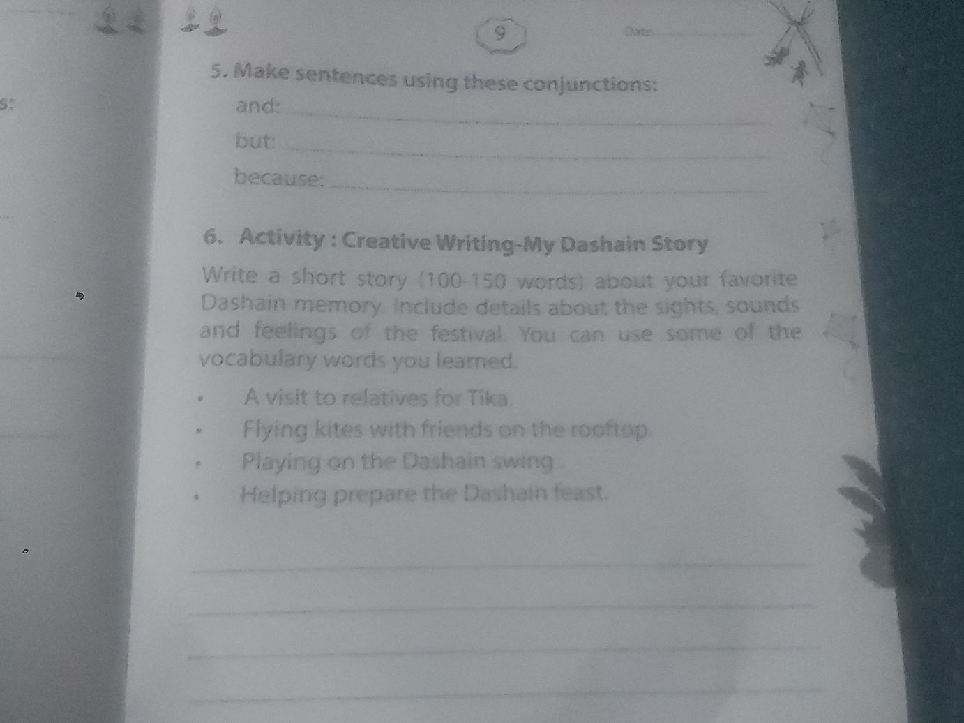 5. Make sentences using these conjunctions: | StudyX