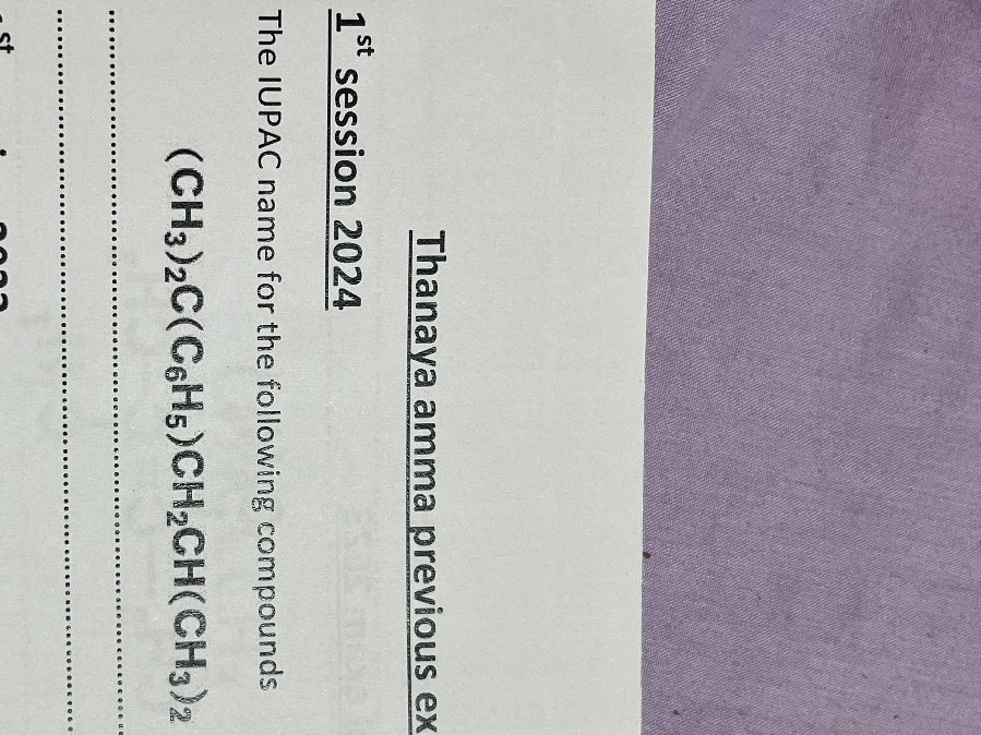 The IUPAC name for the following compounds | StudyX