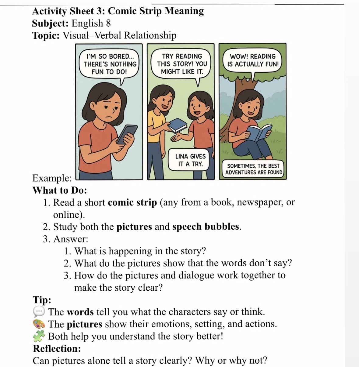 What to Do: 1. Read a short comic strip | StudyX