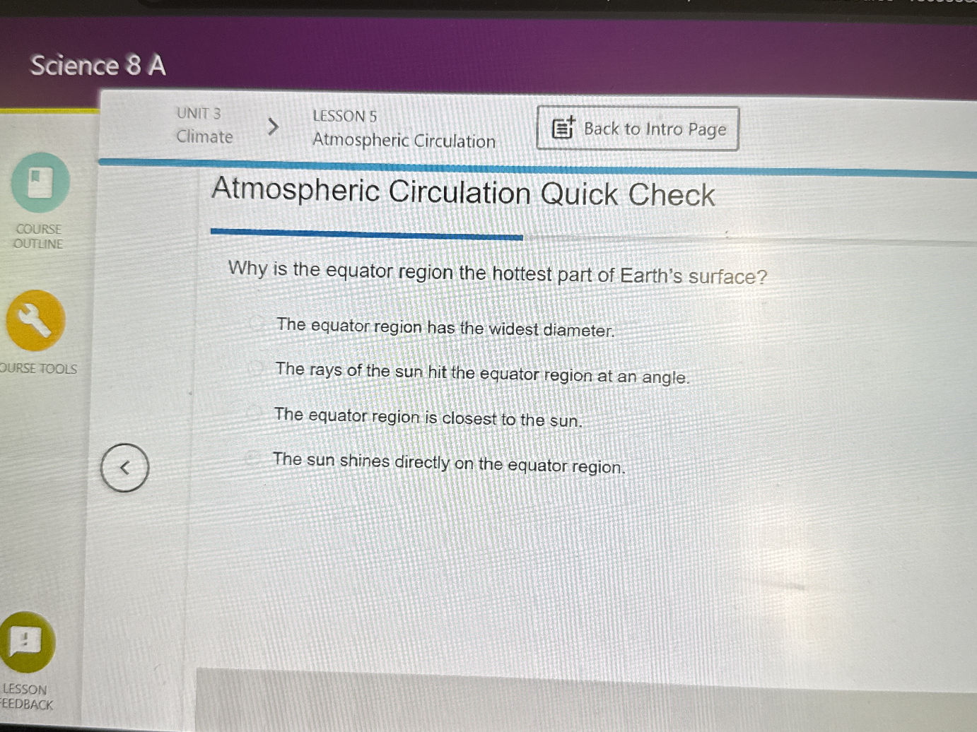 Why is the equator region the hottest part