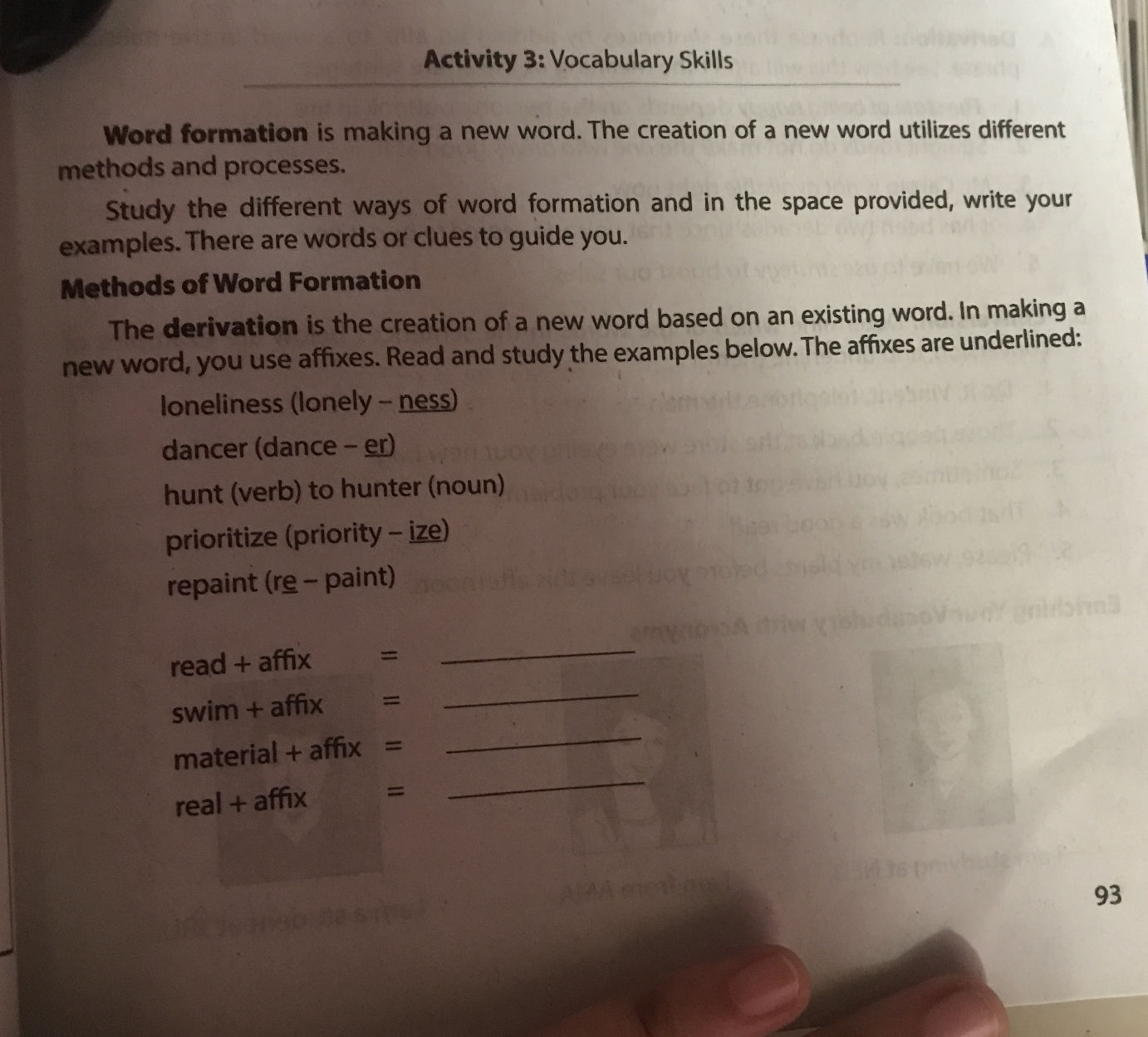 Word formation is making a new word. The | StudyX