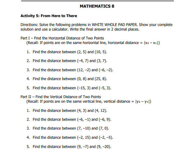 Part I - Find the Horizontal Distance of Two | StudyX