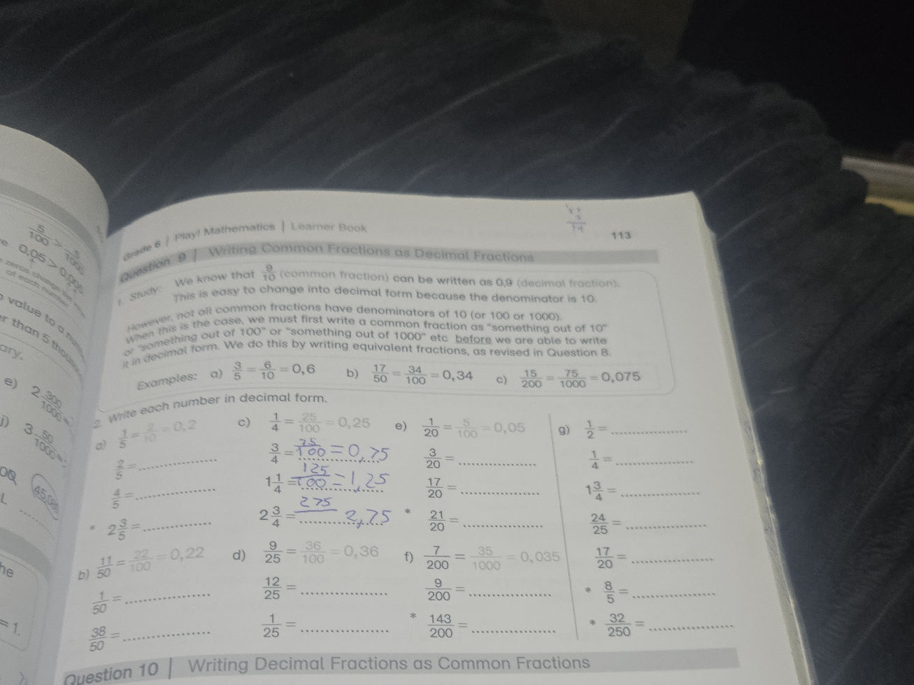 We know that $ {9}{10}$ (common fraction) | StudyX