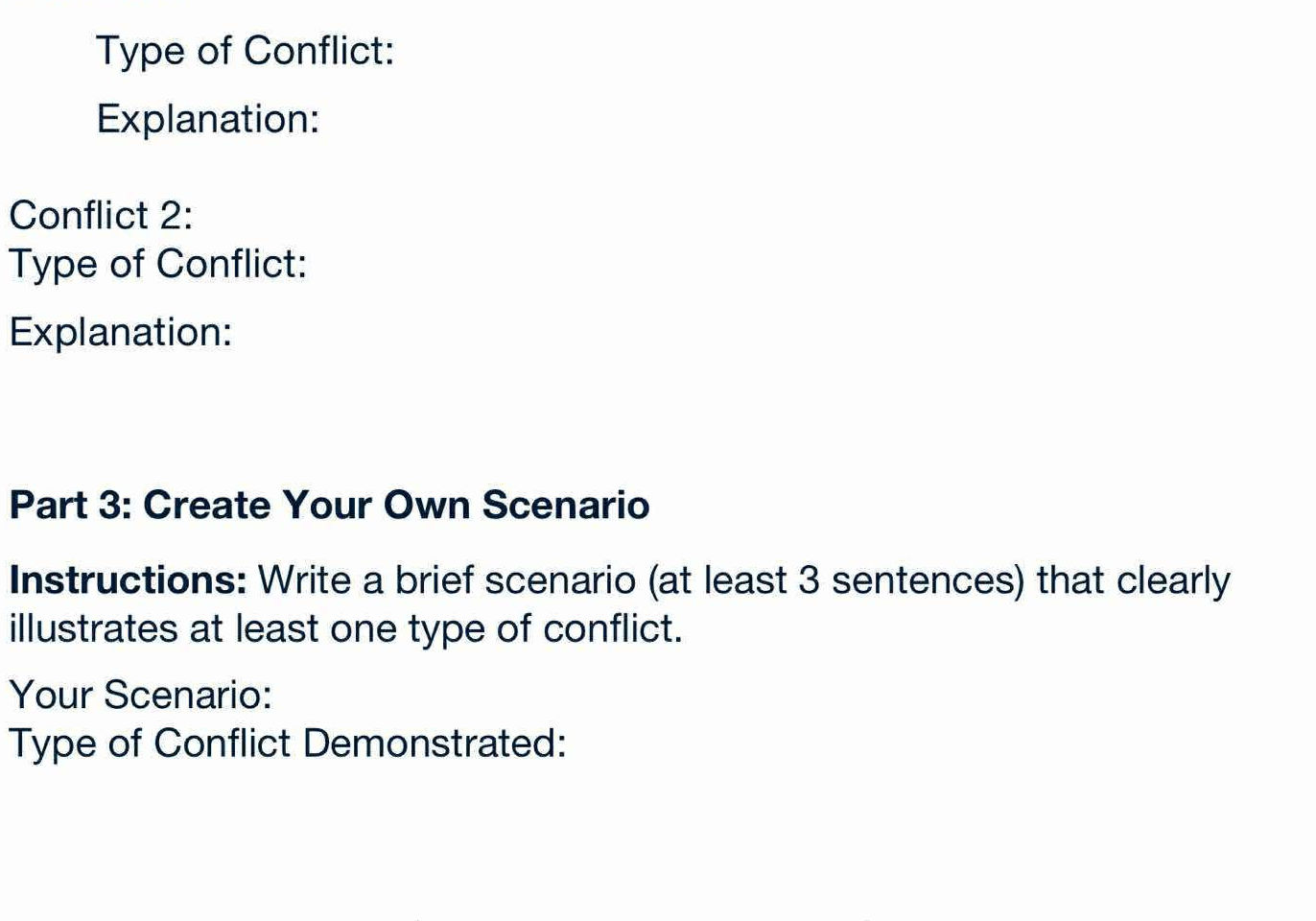 Type of Conflict: Explanation: Conflict | StudyX