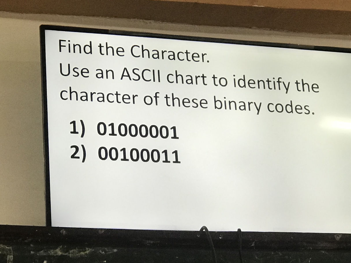 Find the Character. Use an ASCII chart to | StudyX
