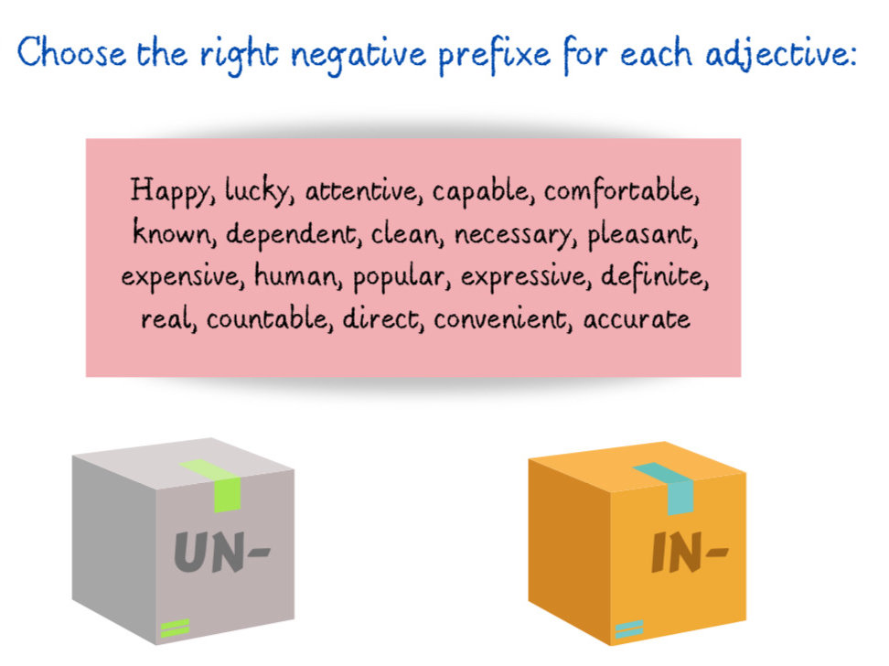 Choose the right negative prefixe for each | StudyX