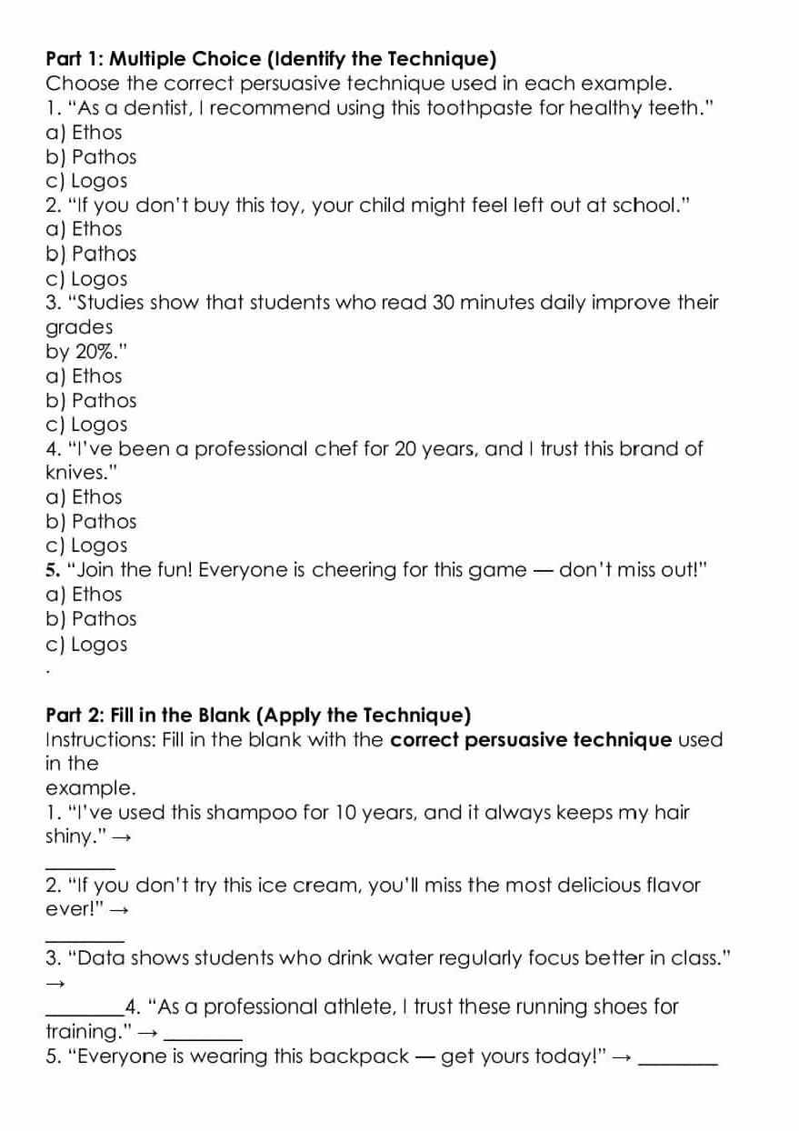 Part 1: Multiple Choice (Identify the | StudyX
