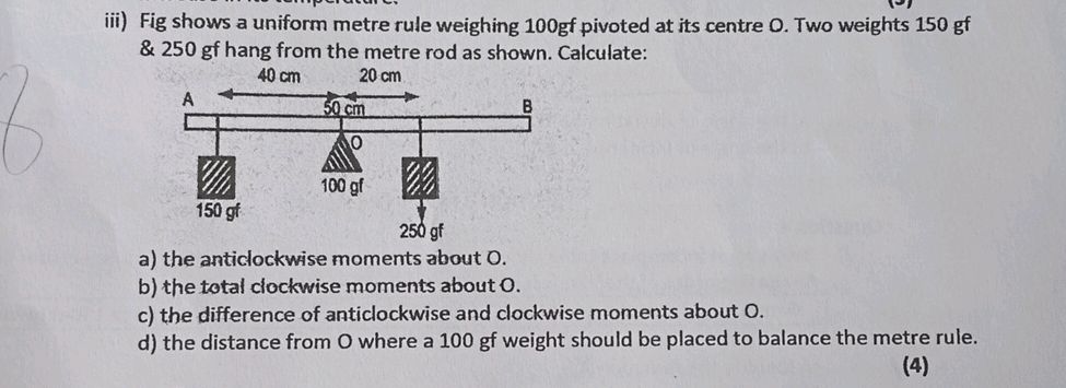 Fig shows a uniform metre rule weighing | StudyX