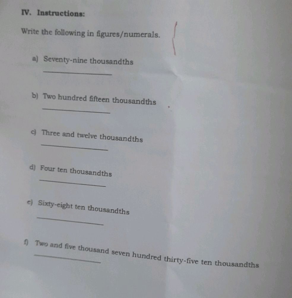 Write the following in figures/numerals. a) | StudyX