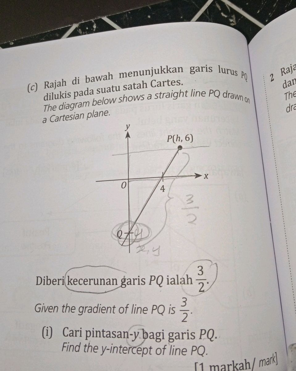 (c) Rajah di bawah menunjukkan garis lurus | StudyX