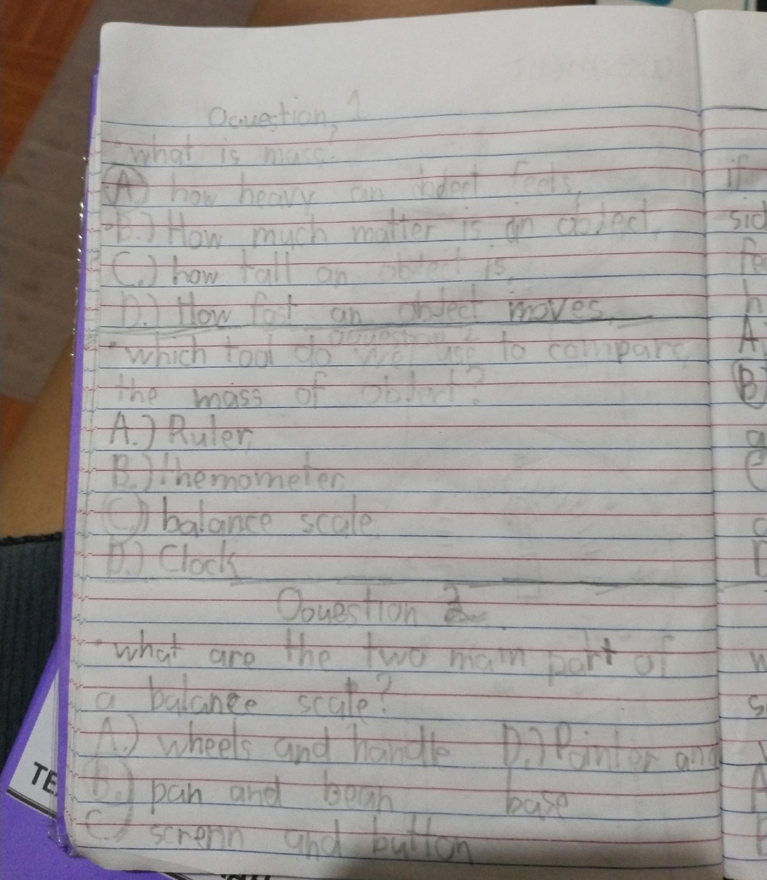 what is mass? A) how heavy an object feels | StudyX