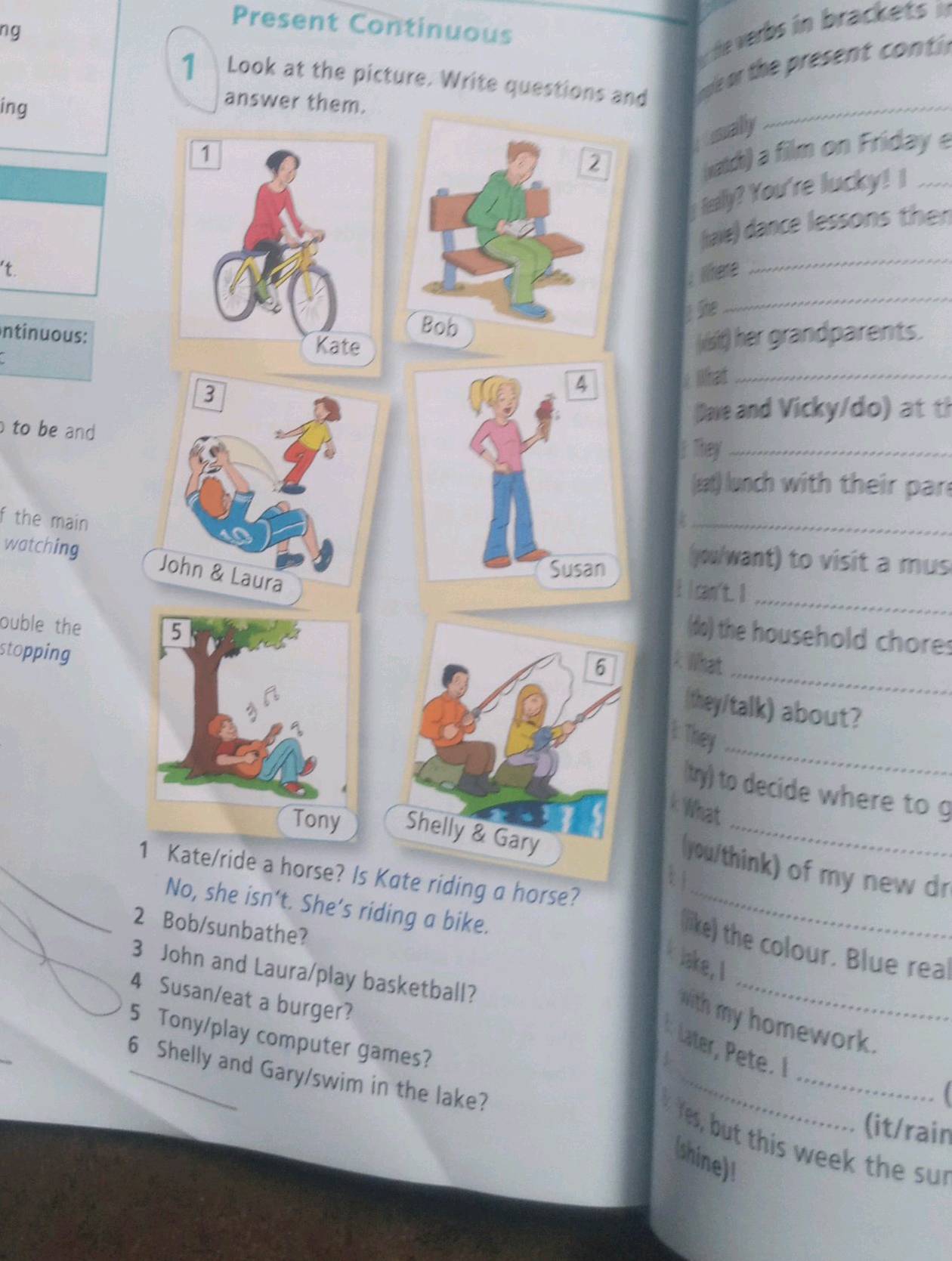 Look at the picture. Write questions and | StudyX