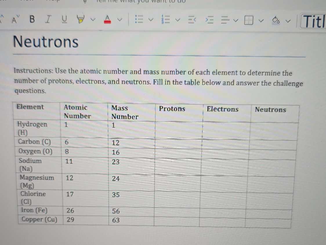 Instructions: Use the atomic number and mass | StudyX