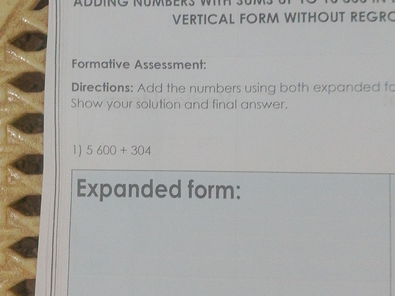 Directions: Add the numbers using both | StudyX