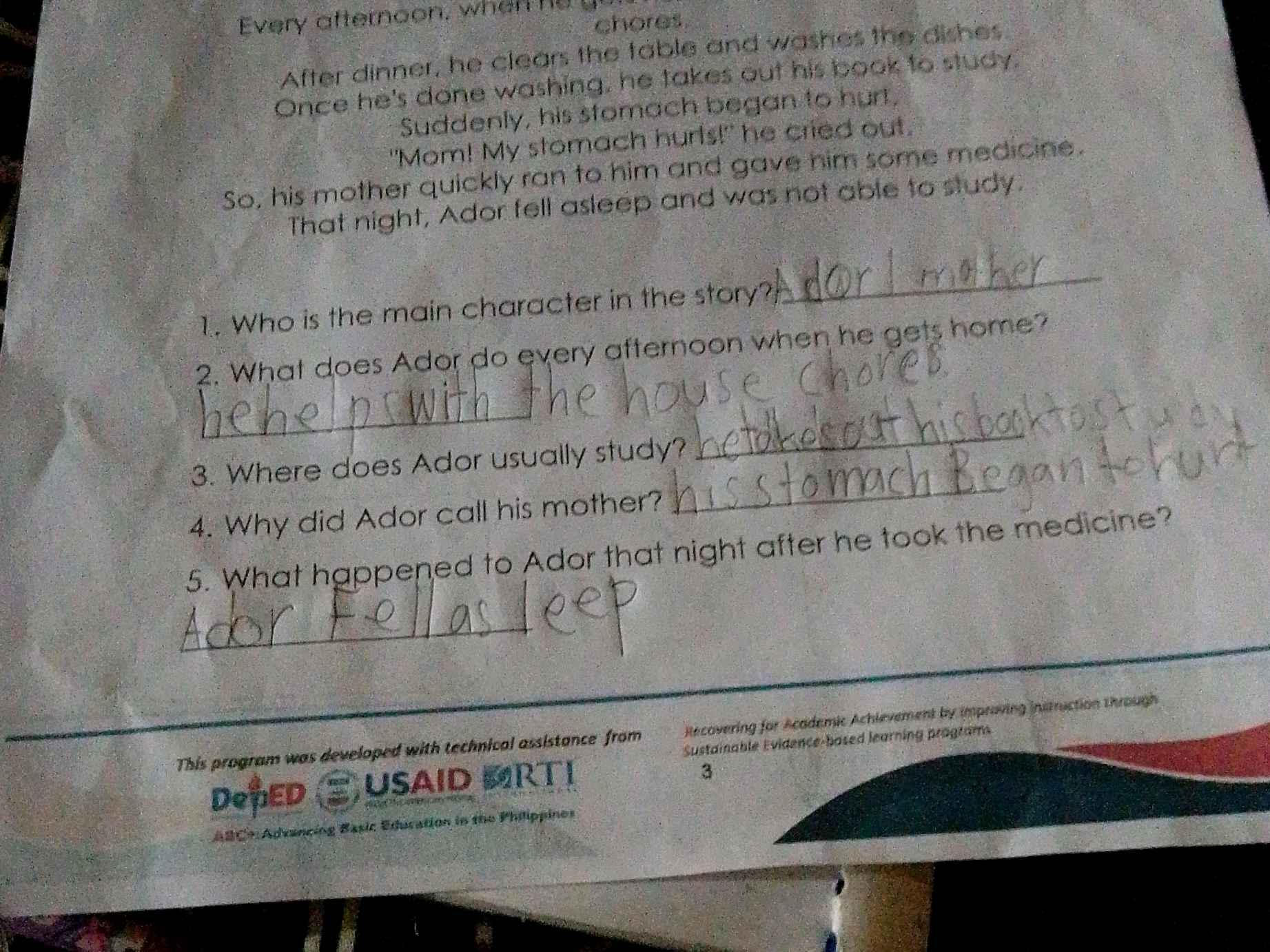 1. Who is the main character in the story? | StudyX