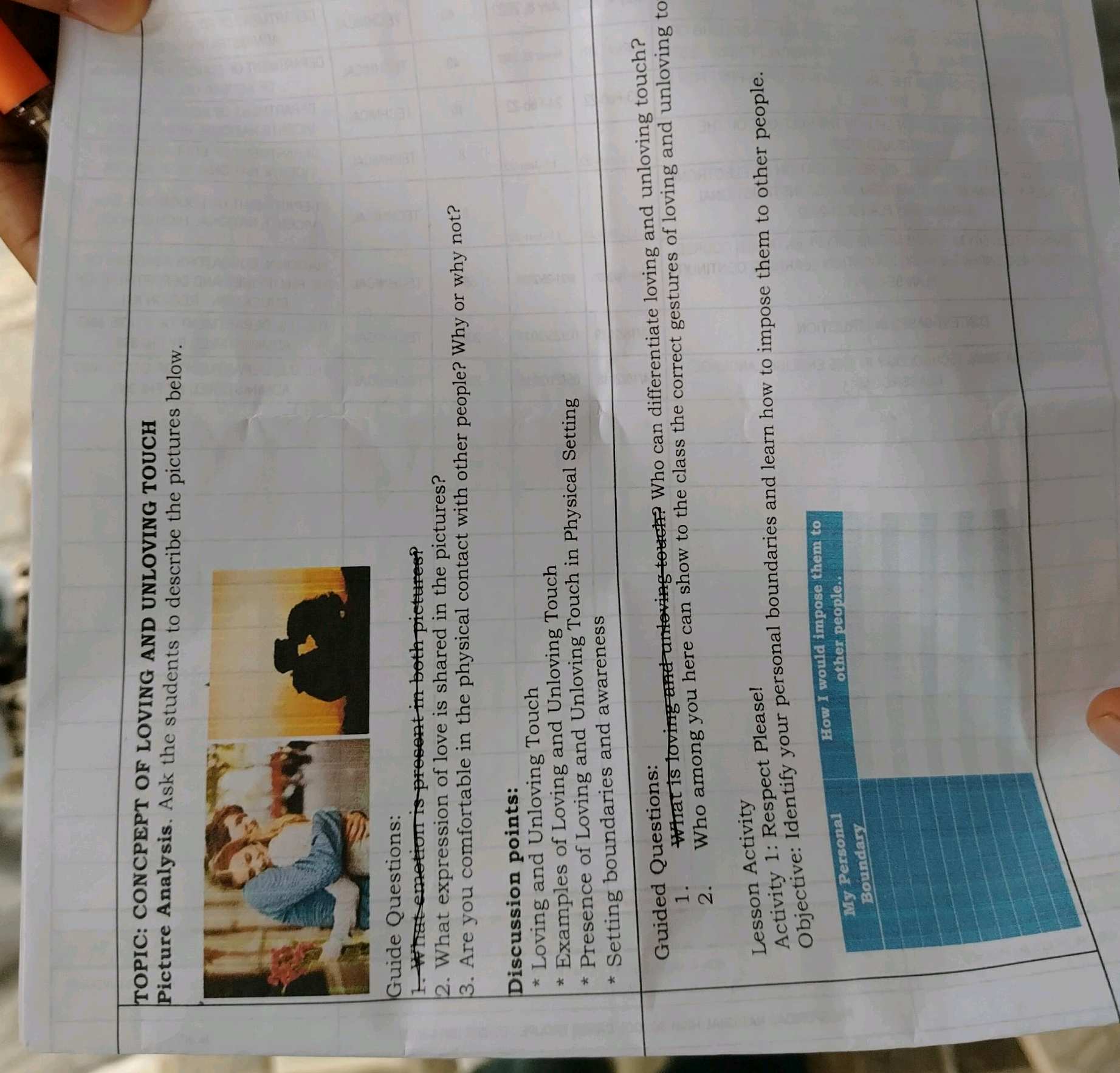 TOPIC: CONCPEPT OF LOVING AND UNLOVING TOUCH | StudyX