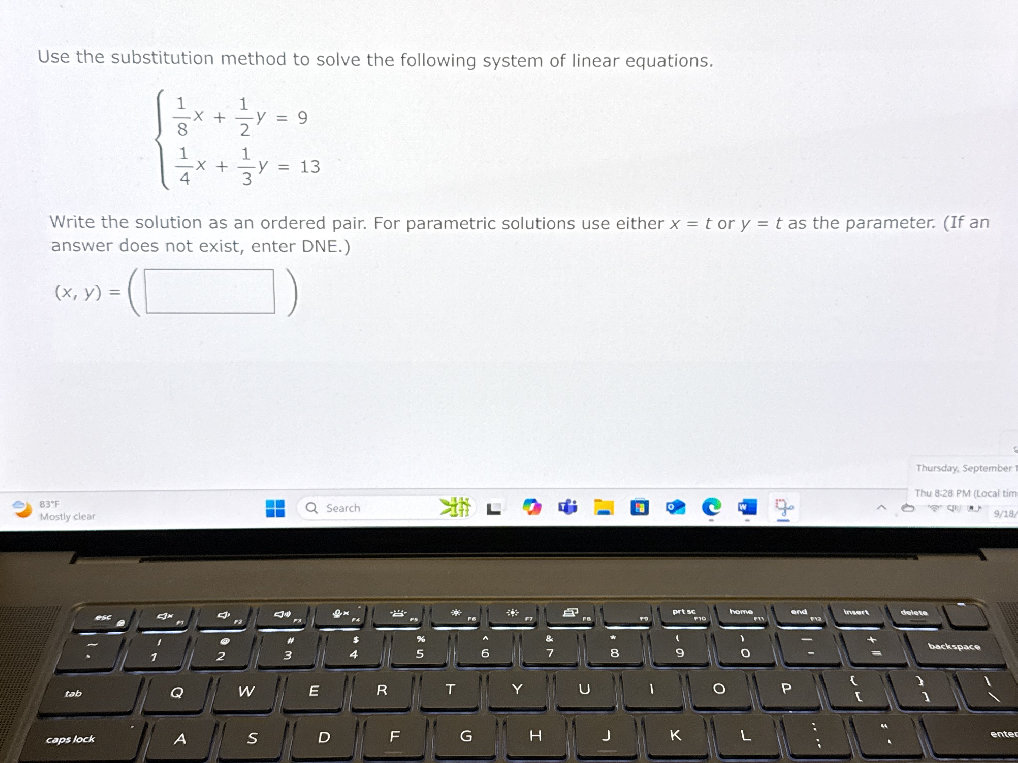 Use the substitution method to solve the | StudyX