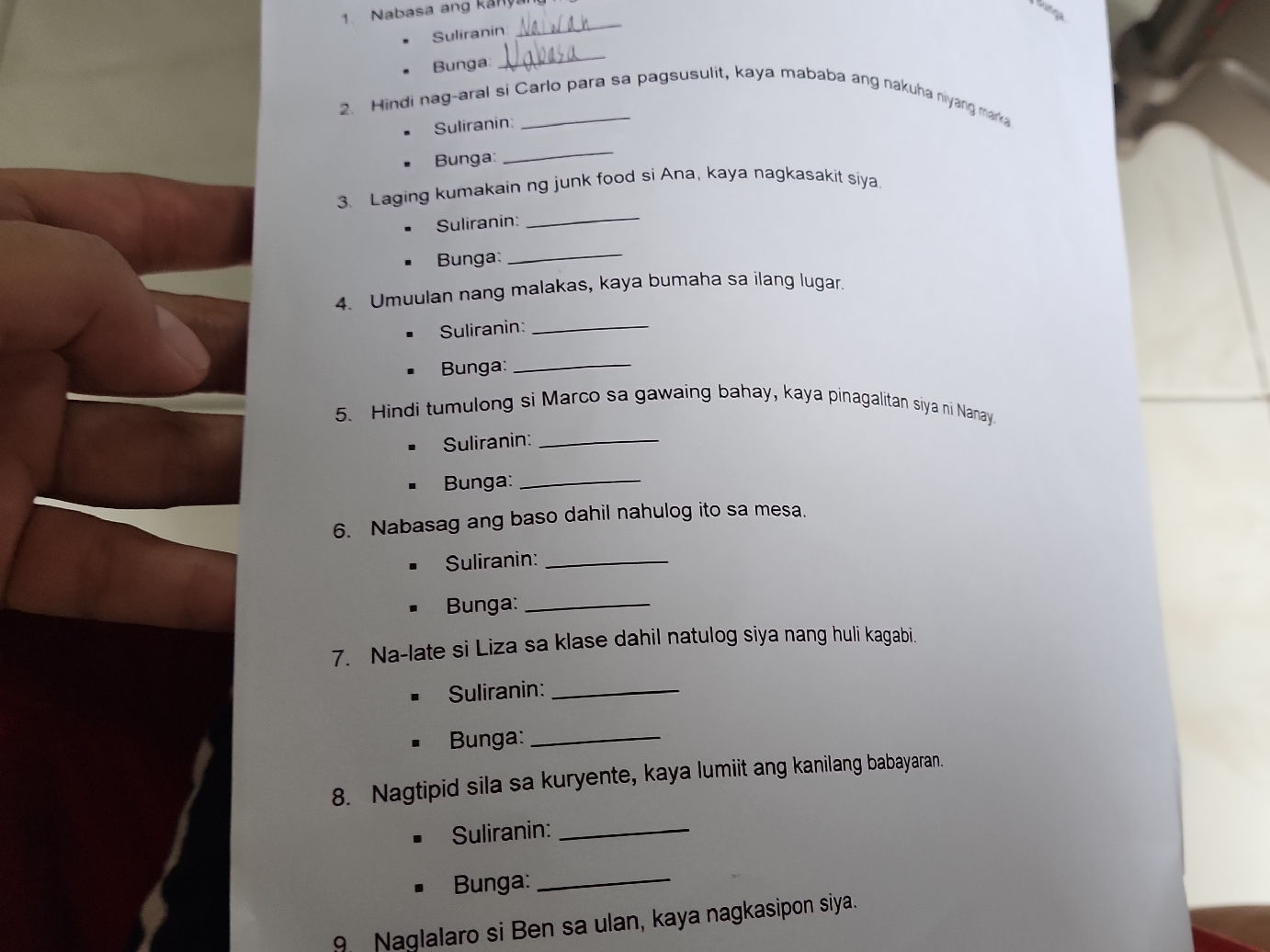 Nabasa ang kanyang Suliranin: Bunga: 2.