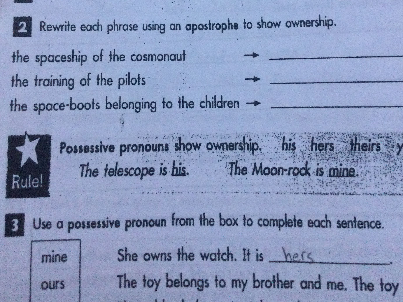 Rewrite each phrase using an apostrophe to | StudyX