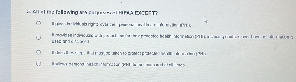 All of the following are purposes of HIPAA