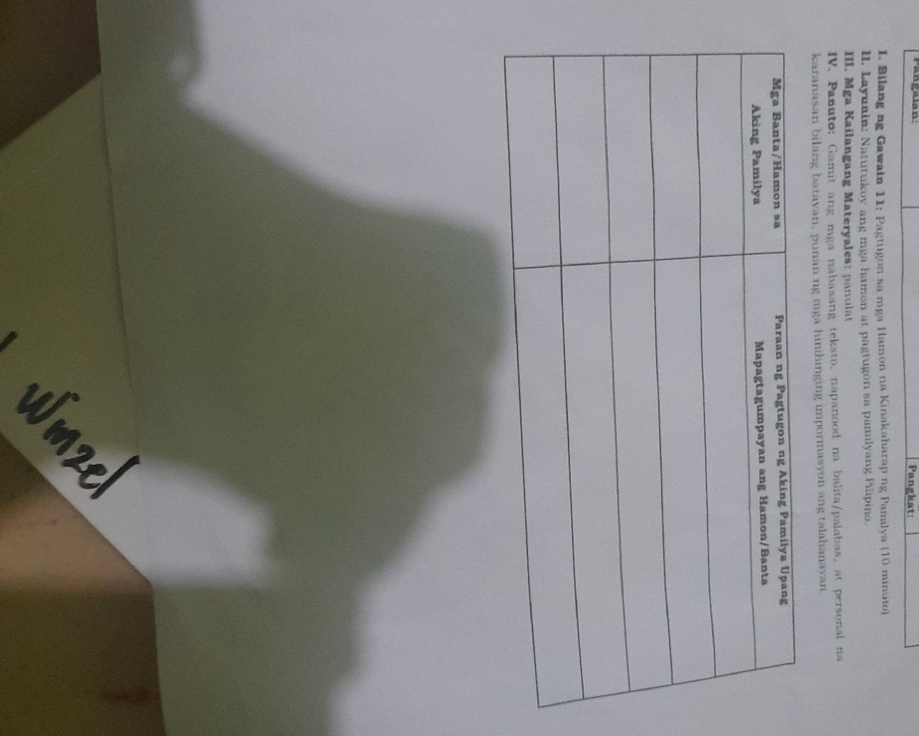 Pangalan: Pangkat: I. Bilang ng Gawain 11: | StudyX