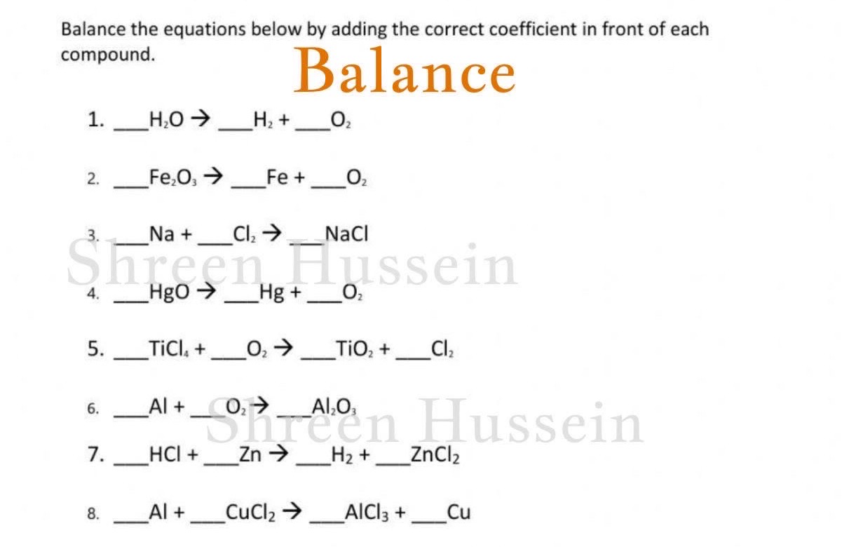Balance the equations below by adding the | StudyX