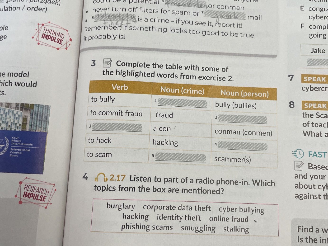3 Complete the table with some of the | StudyX