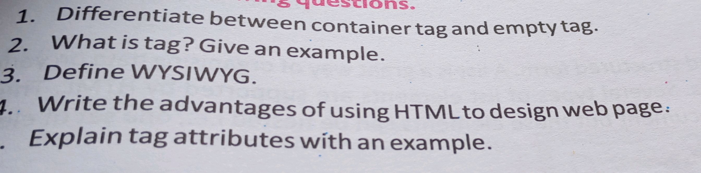1. Differentiate between container tag and | StudyX