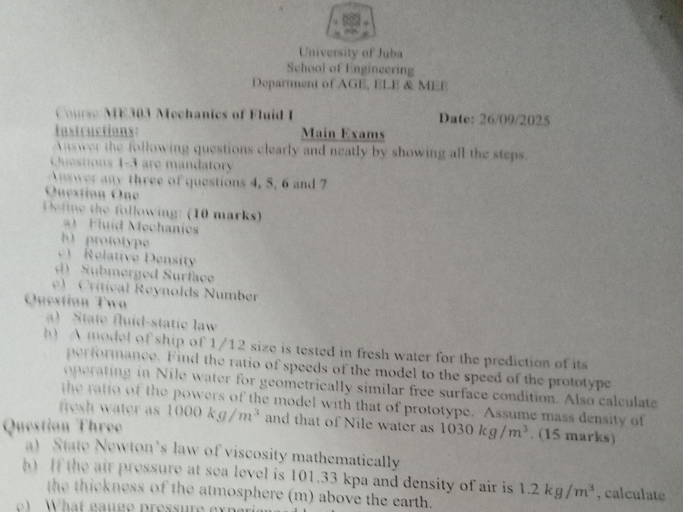 Define the following: (10 marks) a) Fluid | StudyX