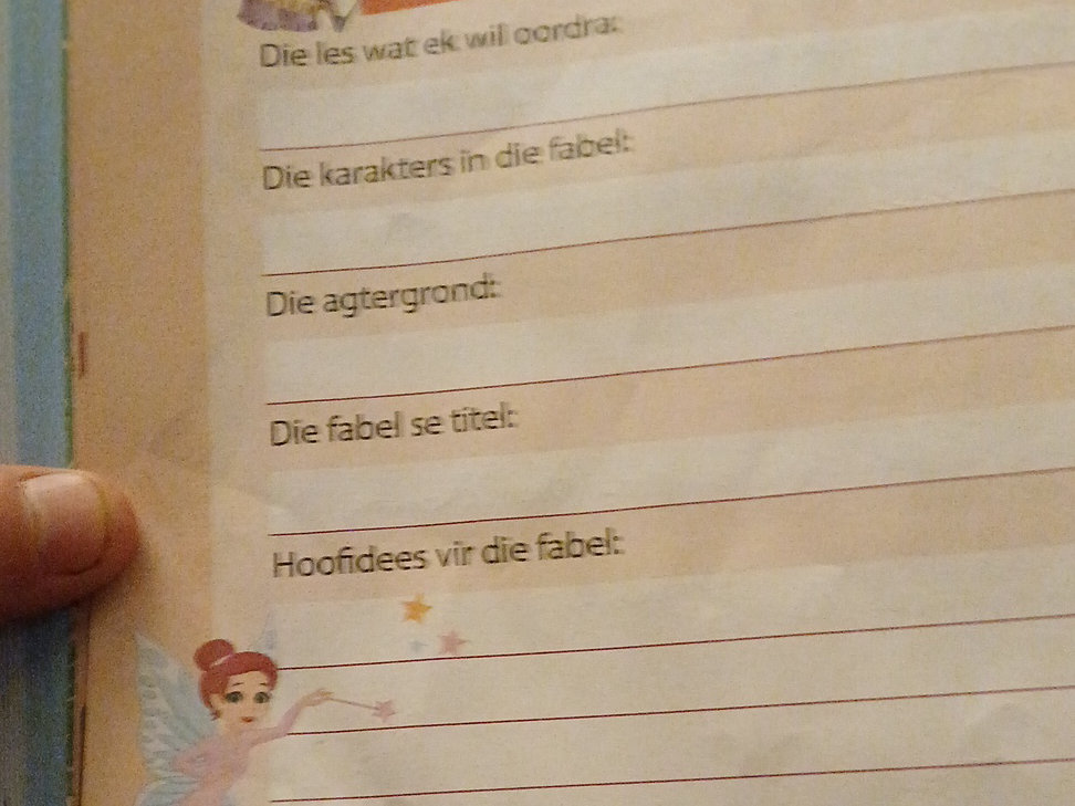 Die les wat ek wil oordra Die karakters in | StudyX